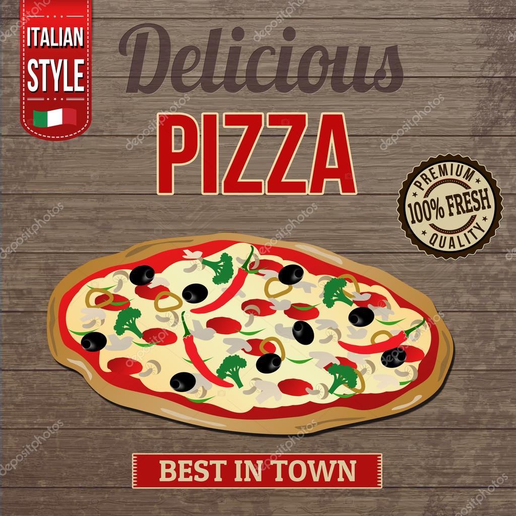 Vintage delicious pizza poster Stock Vector Image by ©roxanabalint ...