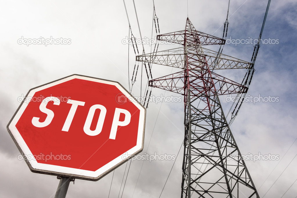 Power line and stop sign Stock Photo by ©ginasanders 28014123