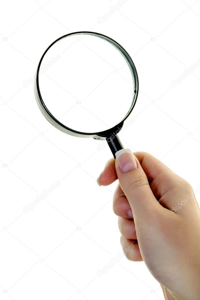 Hand with a magnifying glass Stock Photo by ©ginasanders 38337651