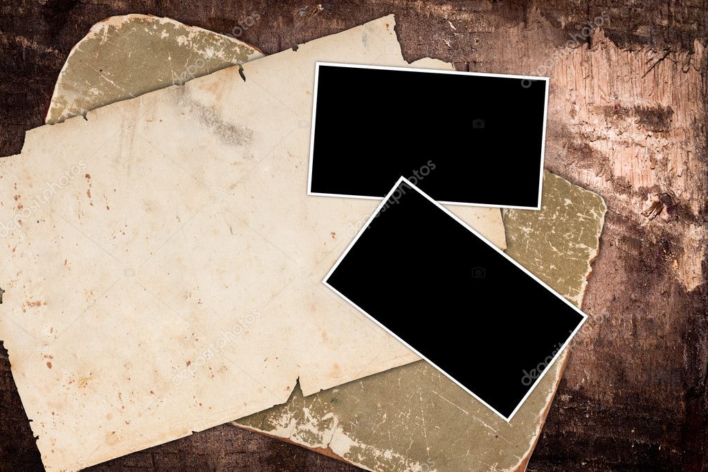 Empty photo frames and old paper — Stock Photo © exshutter #20009311