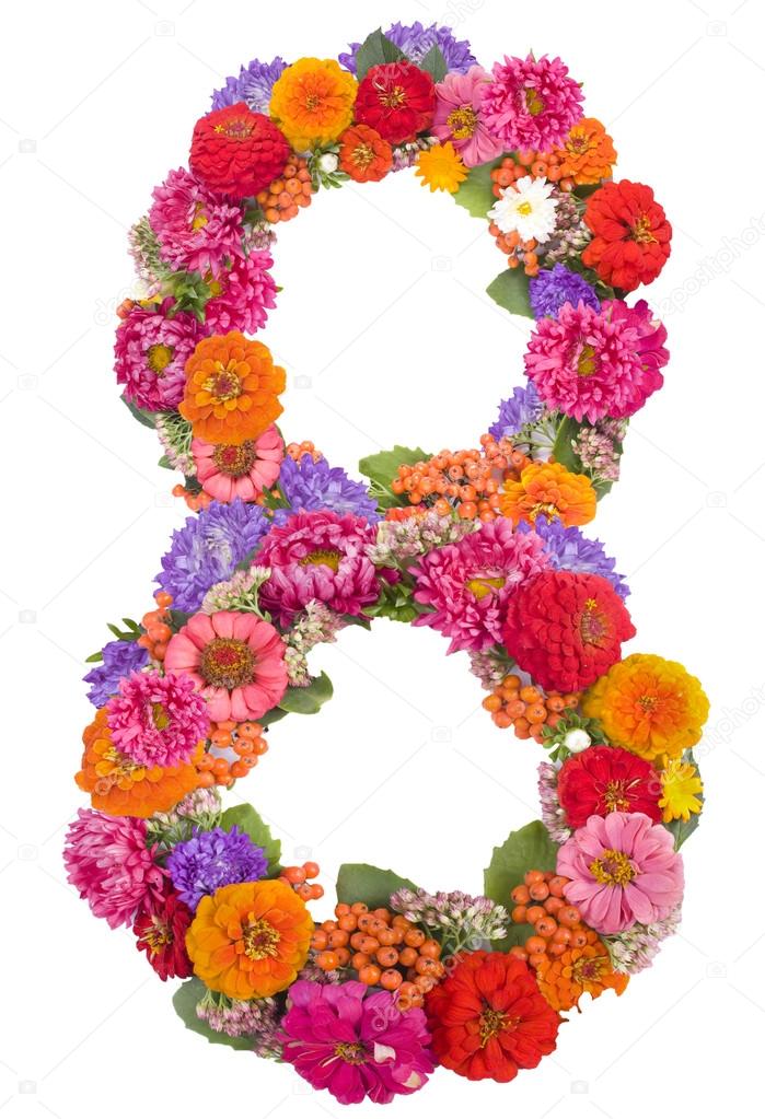 Number 8 made from flowers — Stock Photo © Byelikova #12882346