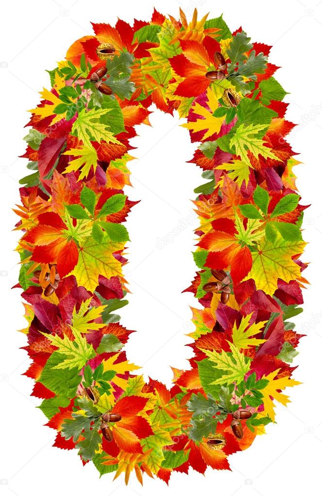 Number 0 made from autumn leaves, isolated on white Stock Photo by ...