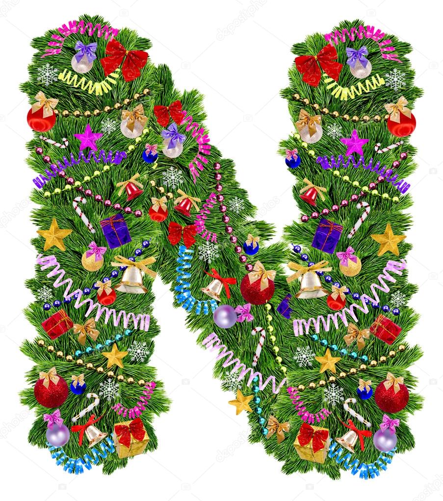 Letter N. Christmas tree decoration Stock Photo by ©Byelikova 14622501