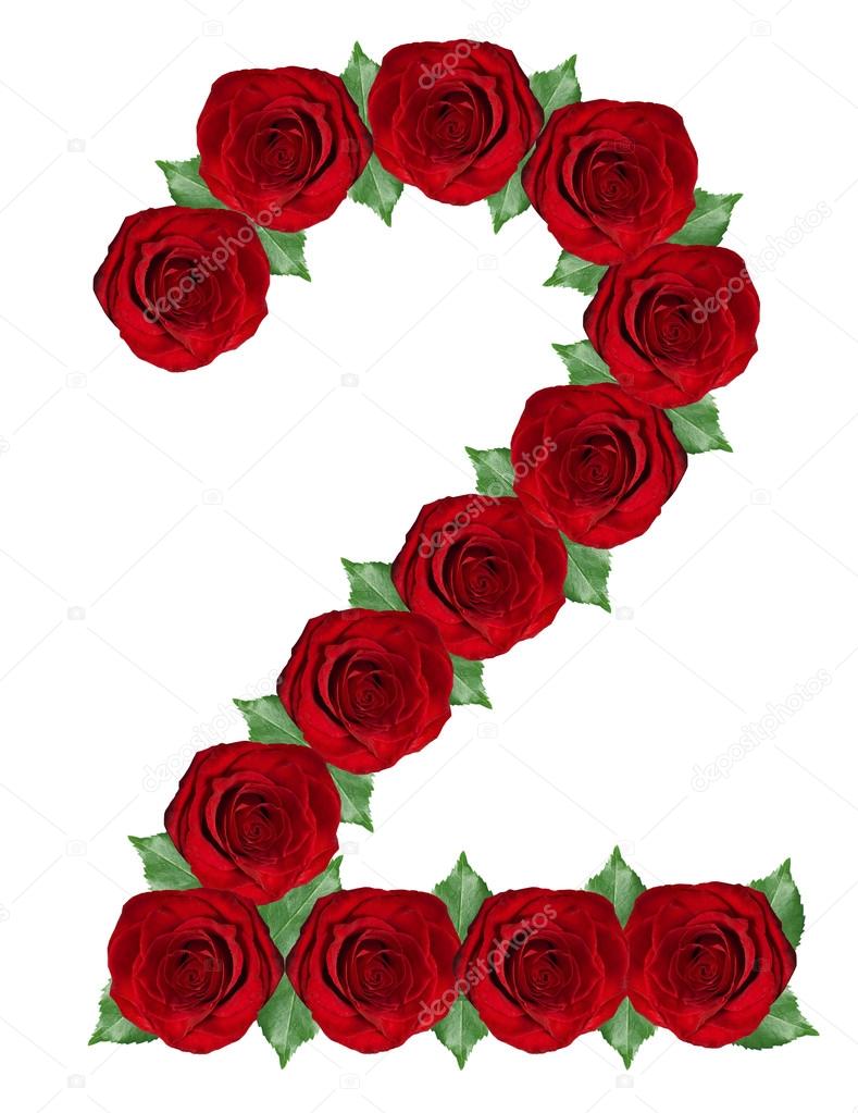 Number 2 made from red roses and green leaves Stock Photo by ©Byelikova ...