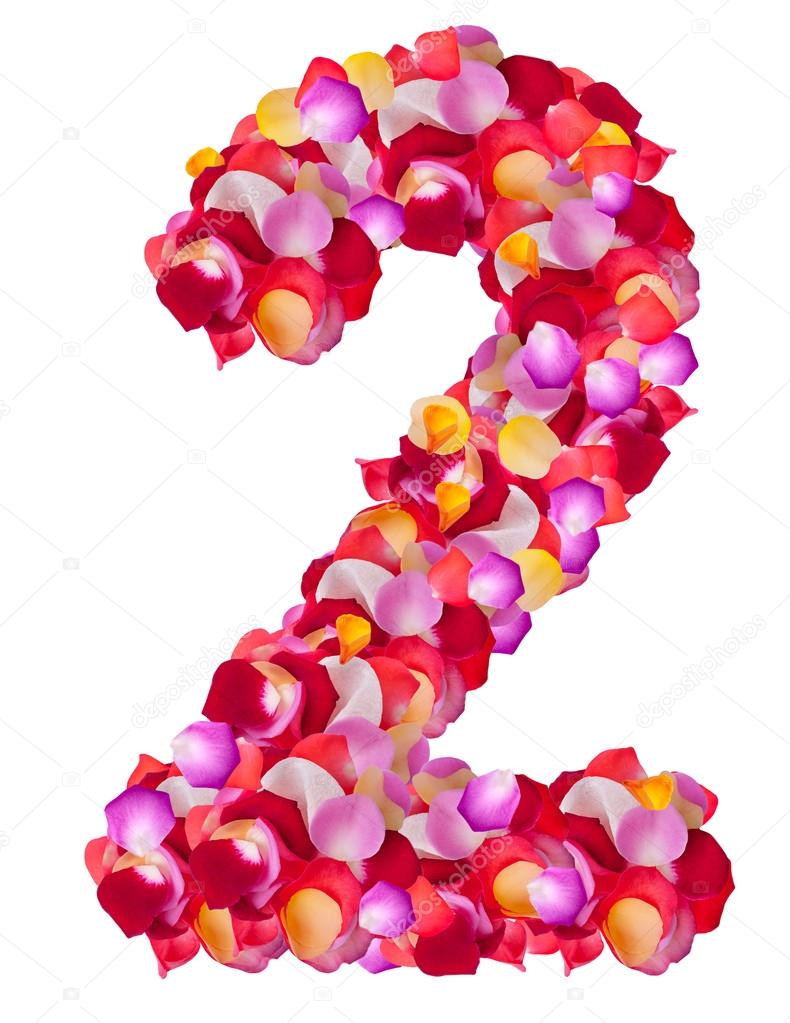 Número 2 de coloridos pétalos color de rosa — Foto de stock © Byelikova ...