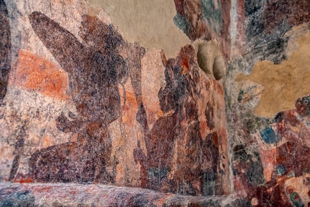 Bonampak, Chiapas, México 21 de diciembre de 2019: Antiguos murales en ...
