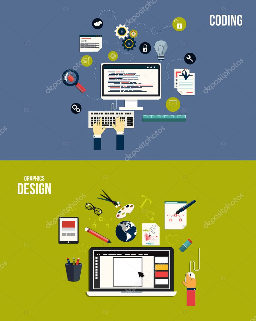Image vectorielle Icônes pour la conception graphique et le codage ...