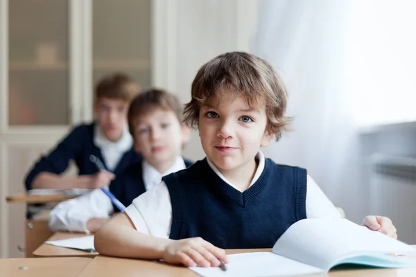 Diligent student sitting at desk, classroom — Stock Photo © rimdream ...