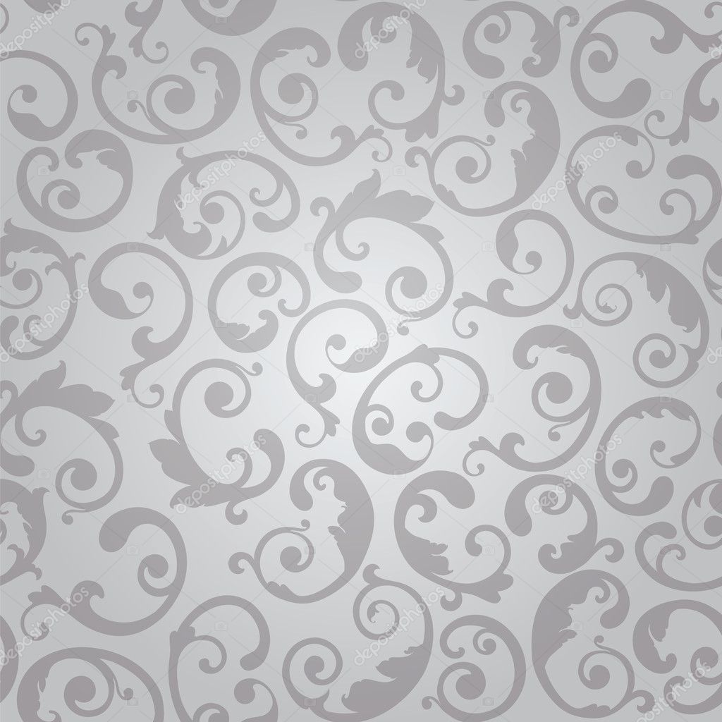 Seamless silver swirls floral wallpaper pattern Stock Vector Image by ...