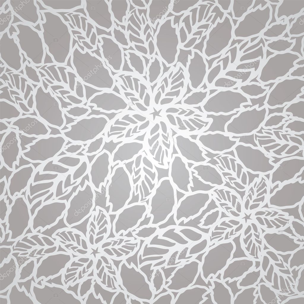 Seamless silver leaves and flowers lace wallpaper pattern ⬇ Vector ...