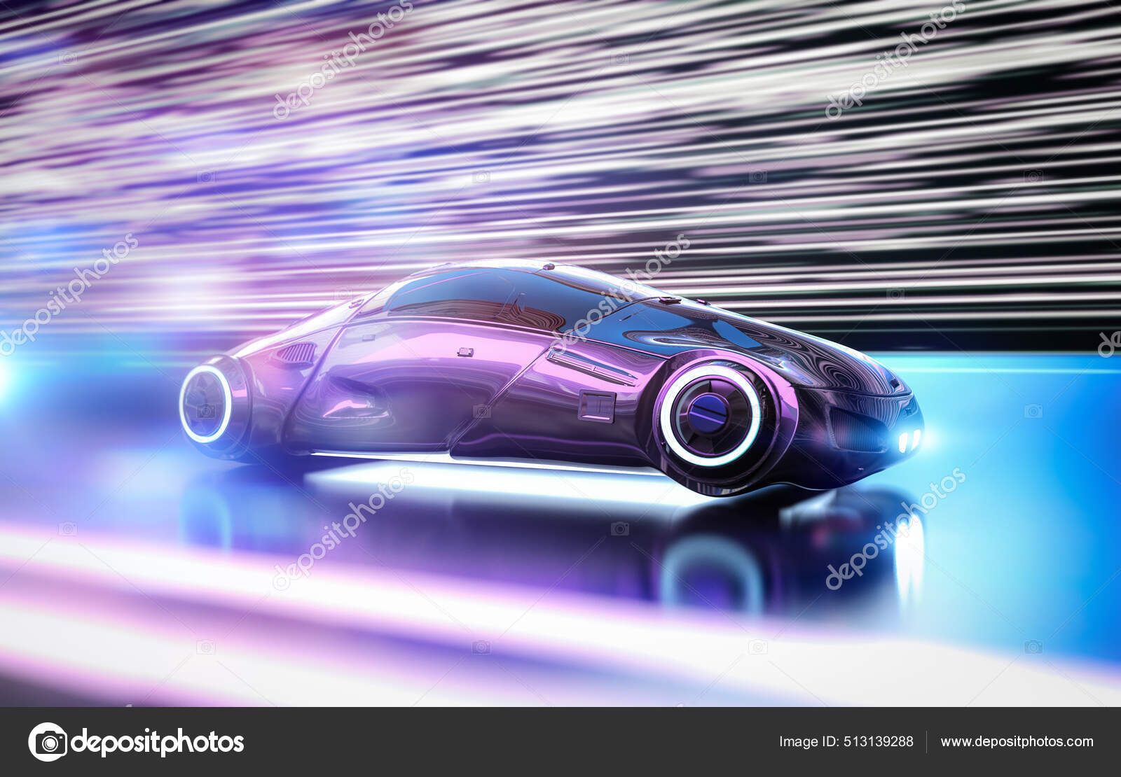 Driverless Car Autonomous Car Rendering Car Rail Light Tunnel Stock ...