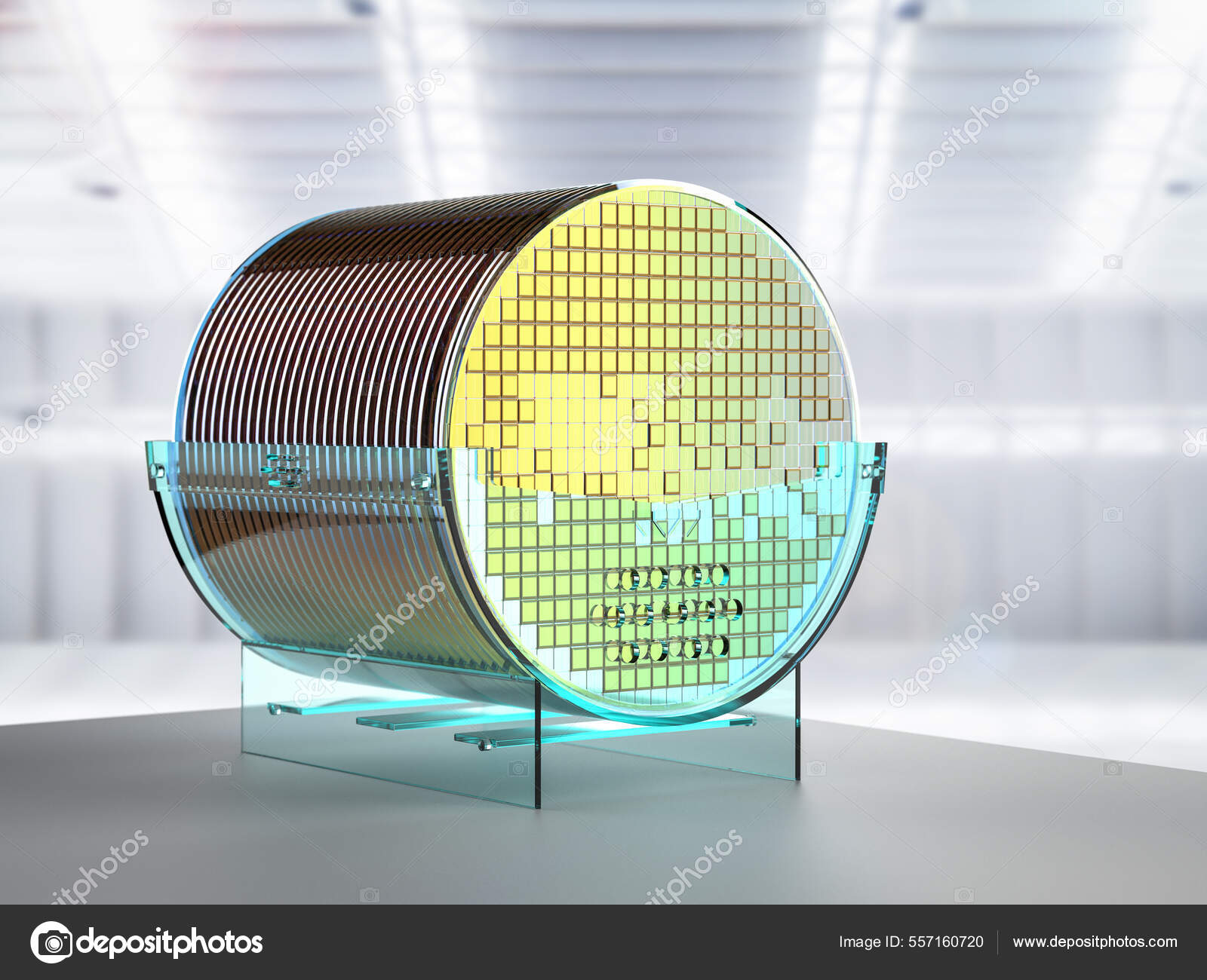 Rendering Silicon Wafer Plates Semiconductor Manufacturing — Stock ...