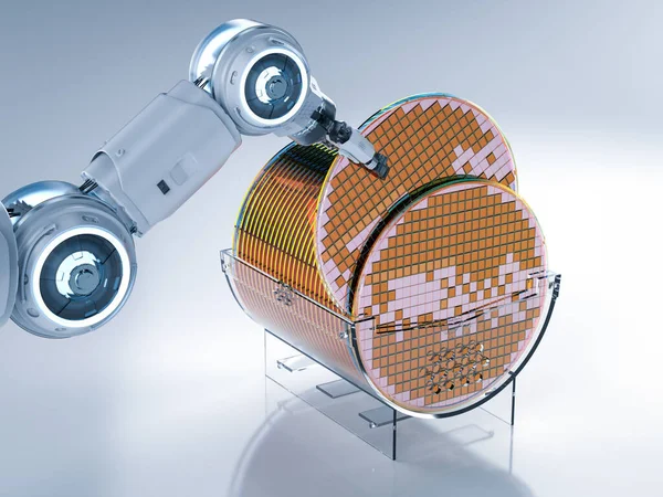 Rendering Silicon Wafer Plates Semiconductor Manufacturing — Stock ...