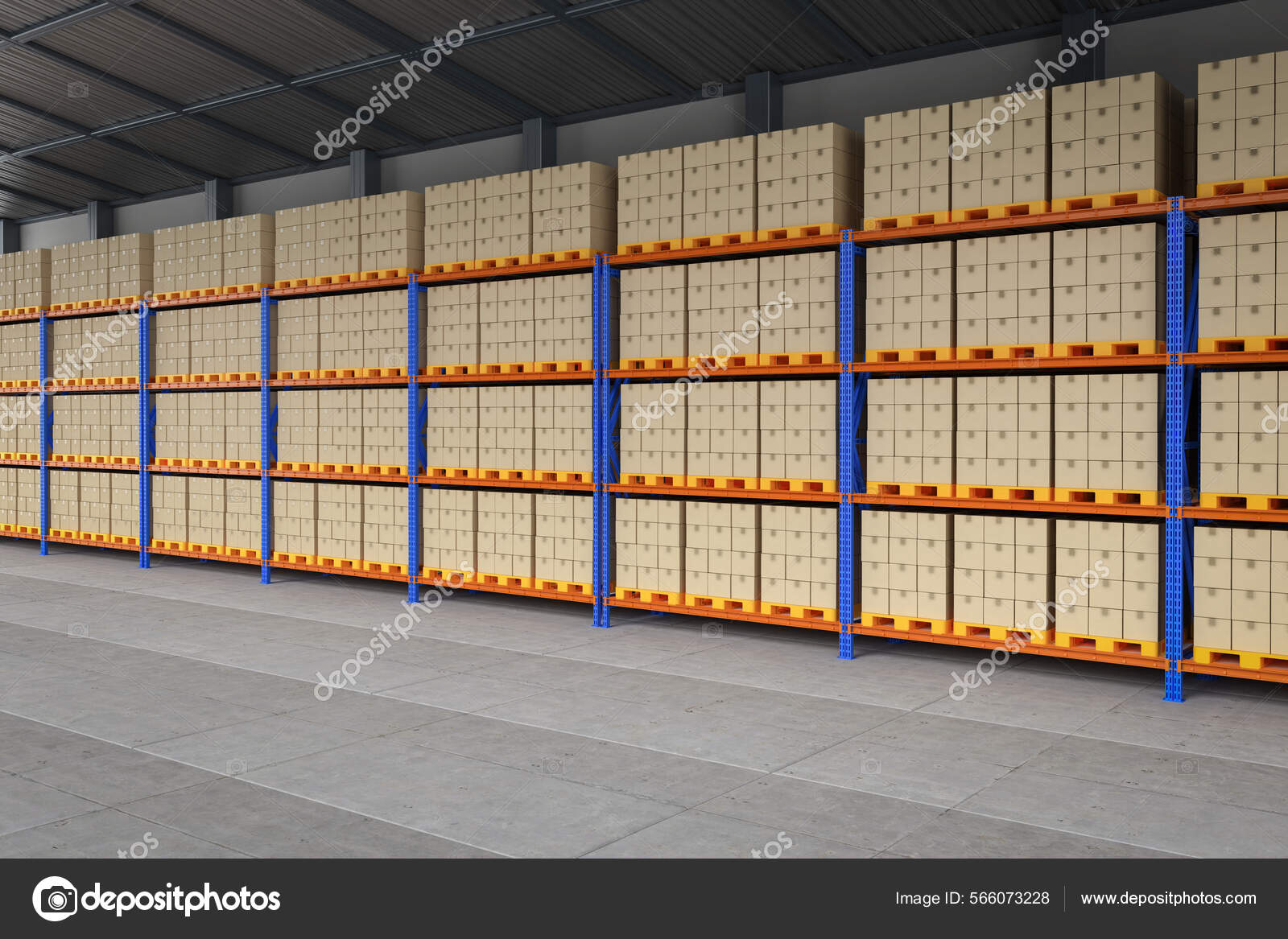 Rendering Racks Full Carton Boxes Warehouse Stock Photo by ©phonlamai ...