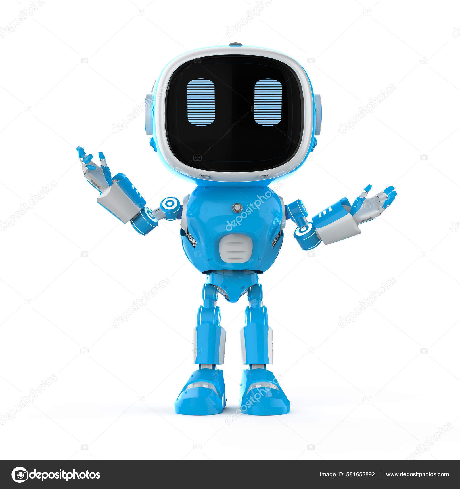 Rendering Cute Small Artificial Intelligence Assistant Robot Cartoon ...