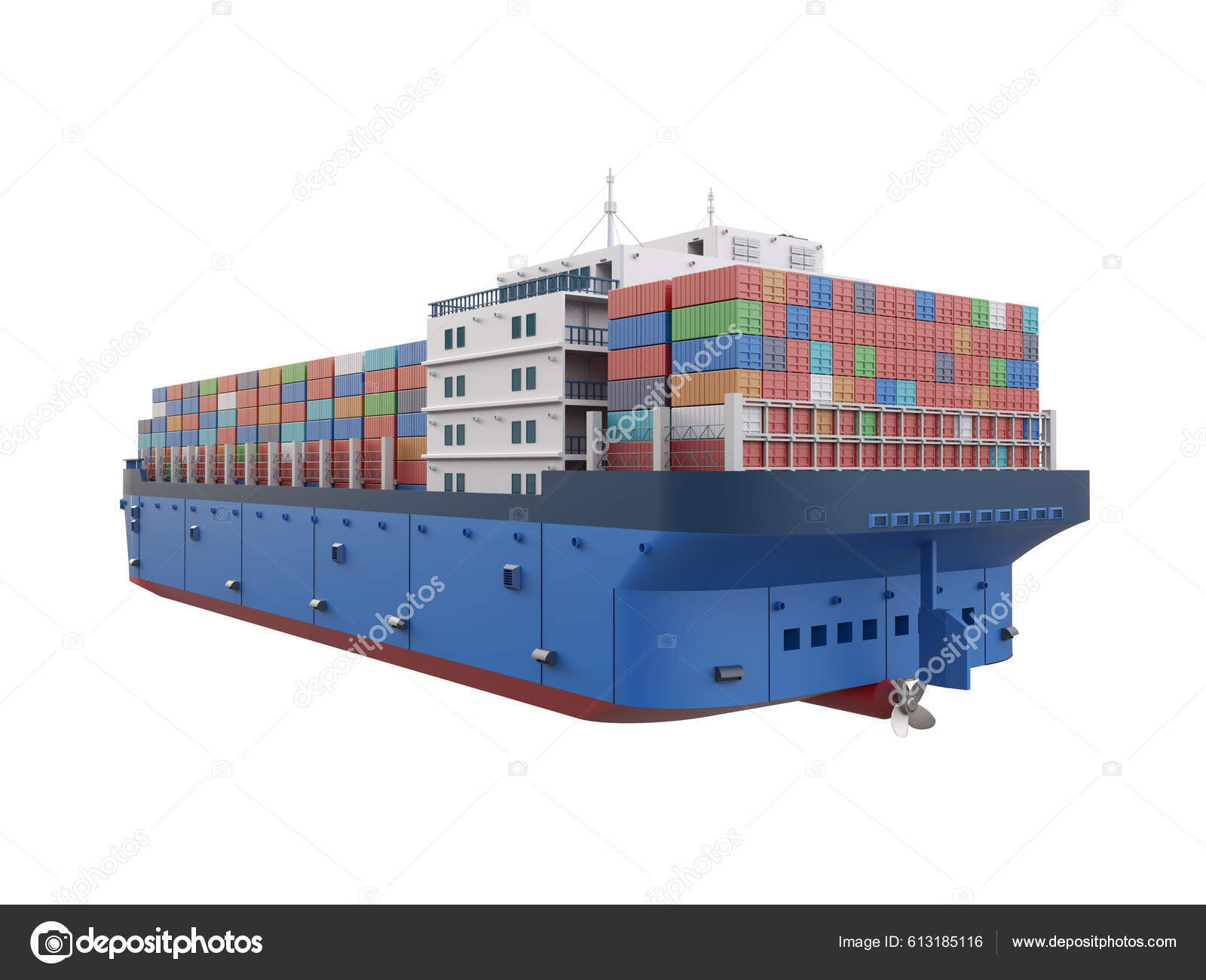 Rendering Cargo Ship Vessel Containers Isolated White — Stock Photo ...