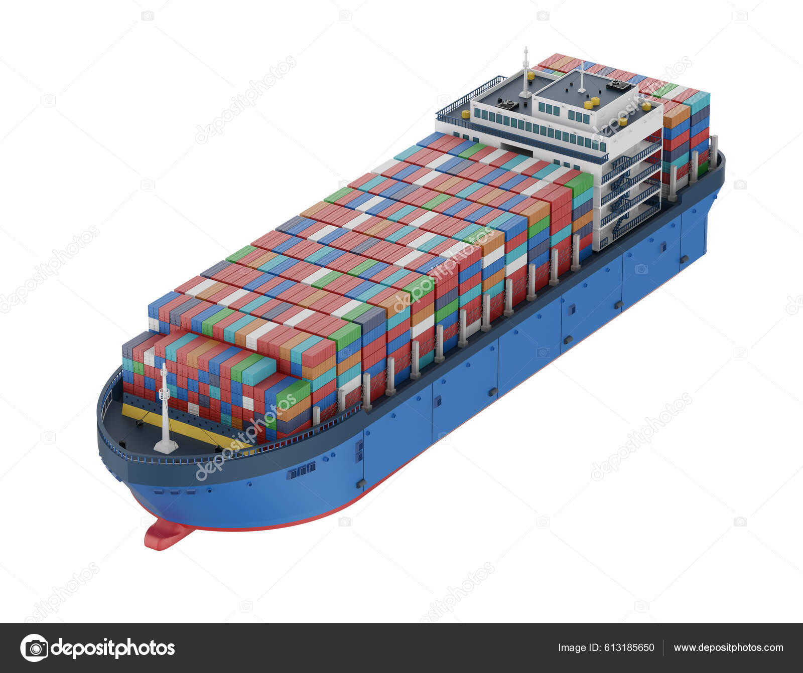 Rendering Cargo Ship Vessel Containers Isolated White Stock Photo by ...