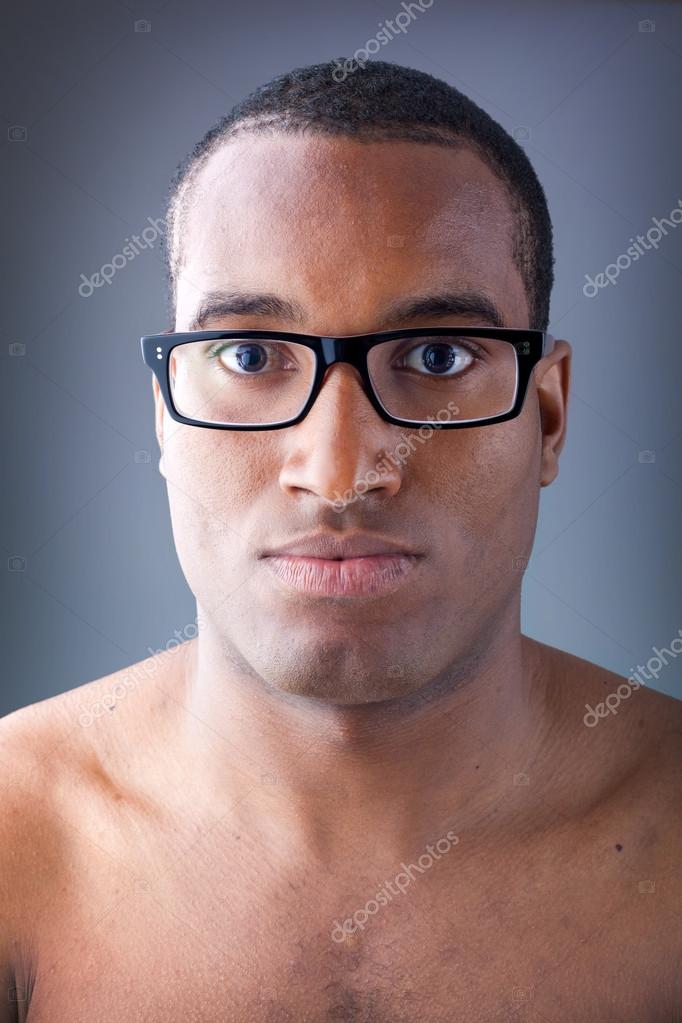 Beautiful black man portrait wearing glasses — Stock Photo © cristovao ...
