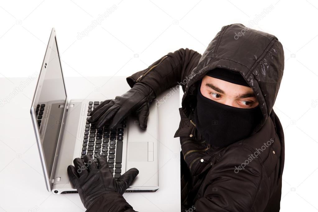 Computer Hacker, isolated over white background — Stock Photo ...