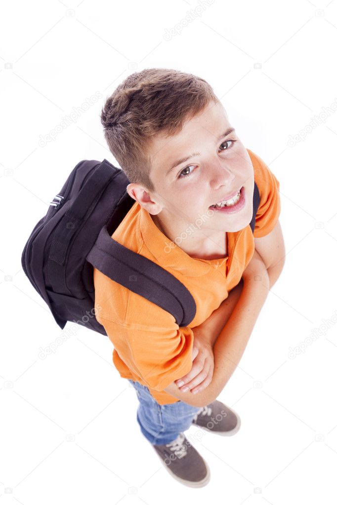 School boy with backpack Stock Photo by ©cristovao 51299481