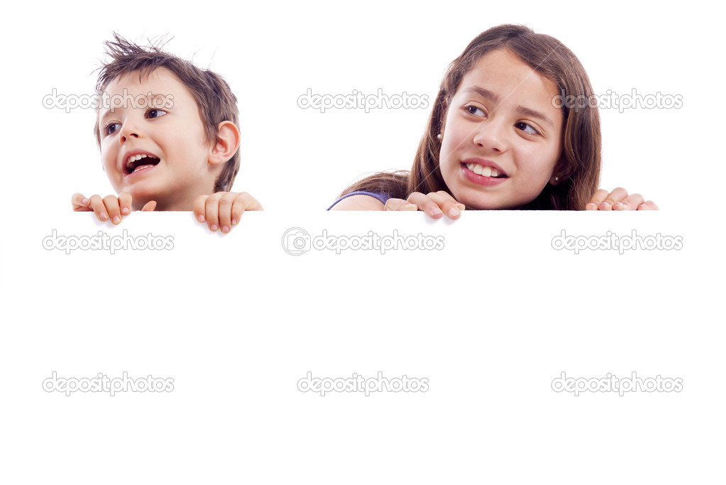 Kids holding white board Stock Photo by ©cristovao 51766775