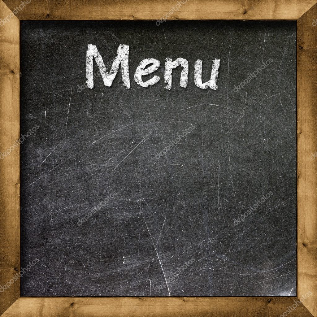 Título del menú escrito con tiza en pizarra: fotografía de stock ...