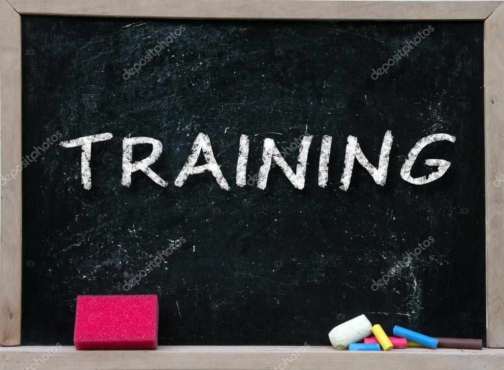 Training handwritten with white chalk Stock Photo by ©roobcio 30534015