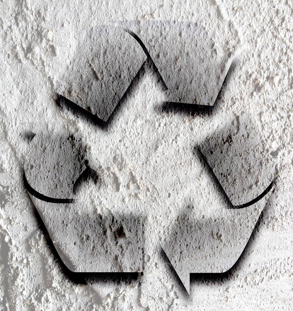 Recycle Symbol on wall texture background design Stock Photo by ©porjai ...
