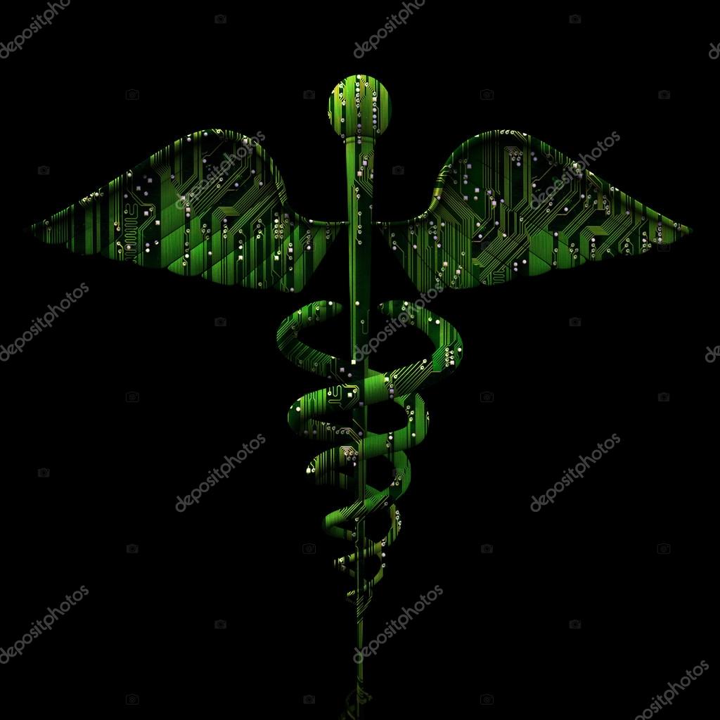 Digital Medical Concept - Caduceus Shaped Electronic Circuit — Stock ...