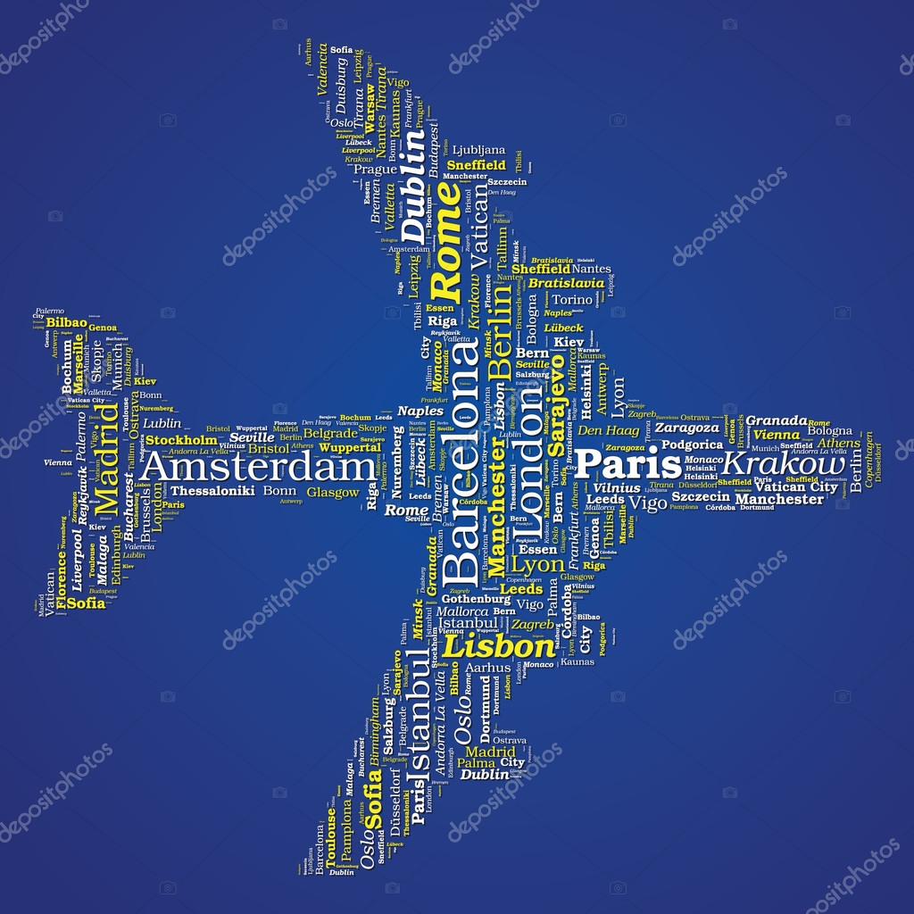 Airplane Shaped Vector Word Cloud - Travel Concept Stock Vector Image ...