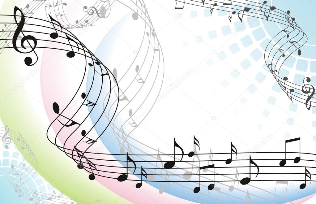 Fondo musical abstracto con notas musicales sobre blanco Stock Vector ...