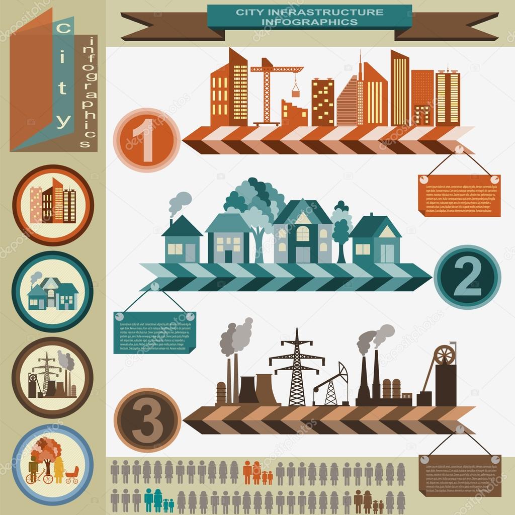 Conjunto de elementos infraestructura ciudad, vector infografías vector ...