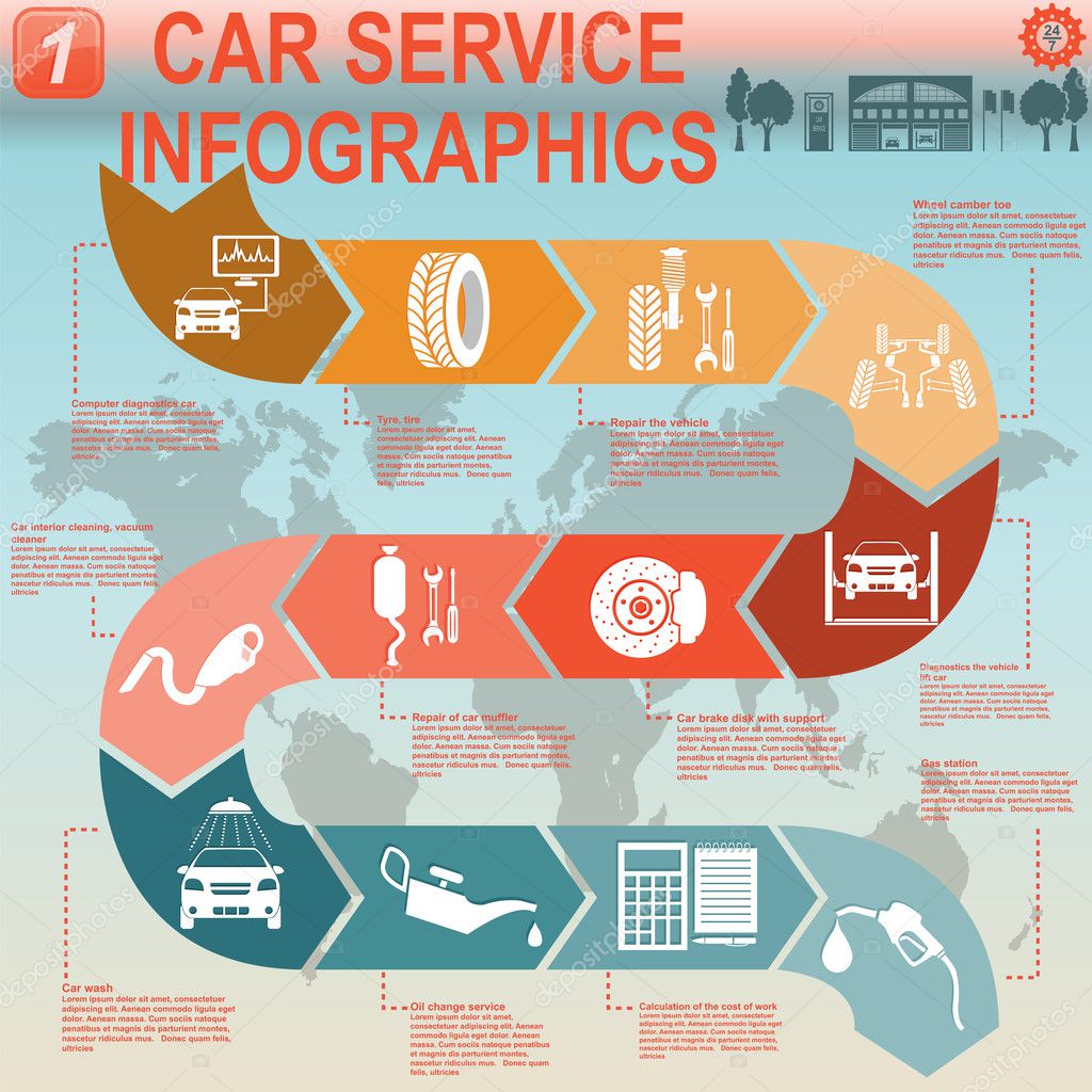Car service, repair Infographics — Stock Vector © A7880S #46556129