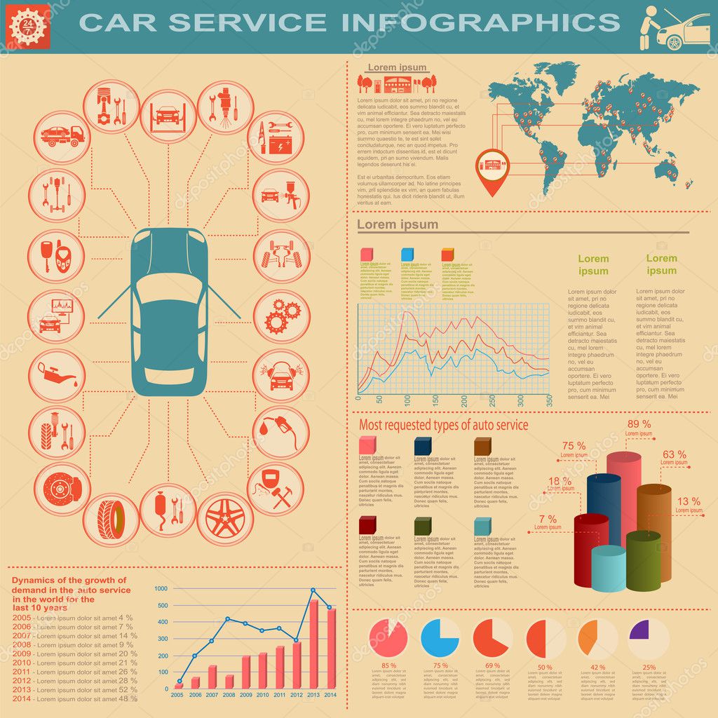 Car service, repair Infographics Stock Vector by ©A7880S 47030873
