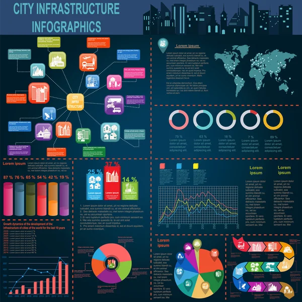 Set of elements infrastructure city, vector infographics Stock Vector ...