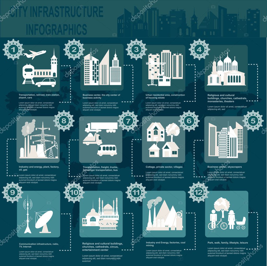 Set of elements infrastructure city, vector infographics Stock Vector ...