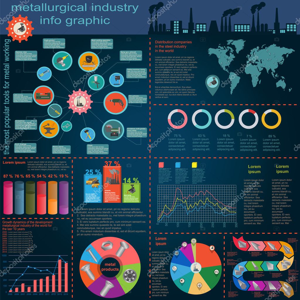 Set of elements and tools of metallurgical industry for creating Stock ...