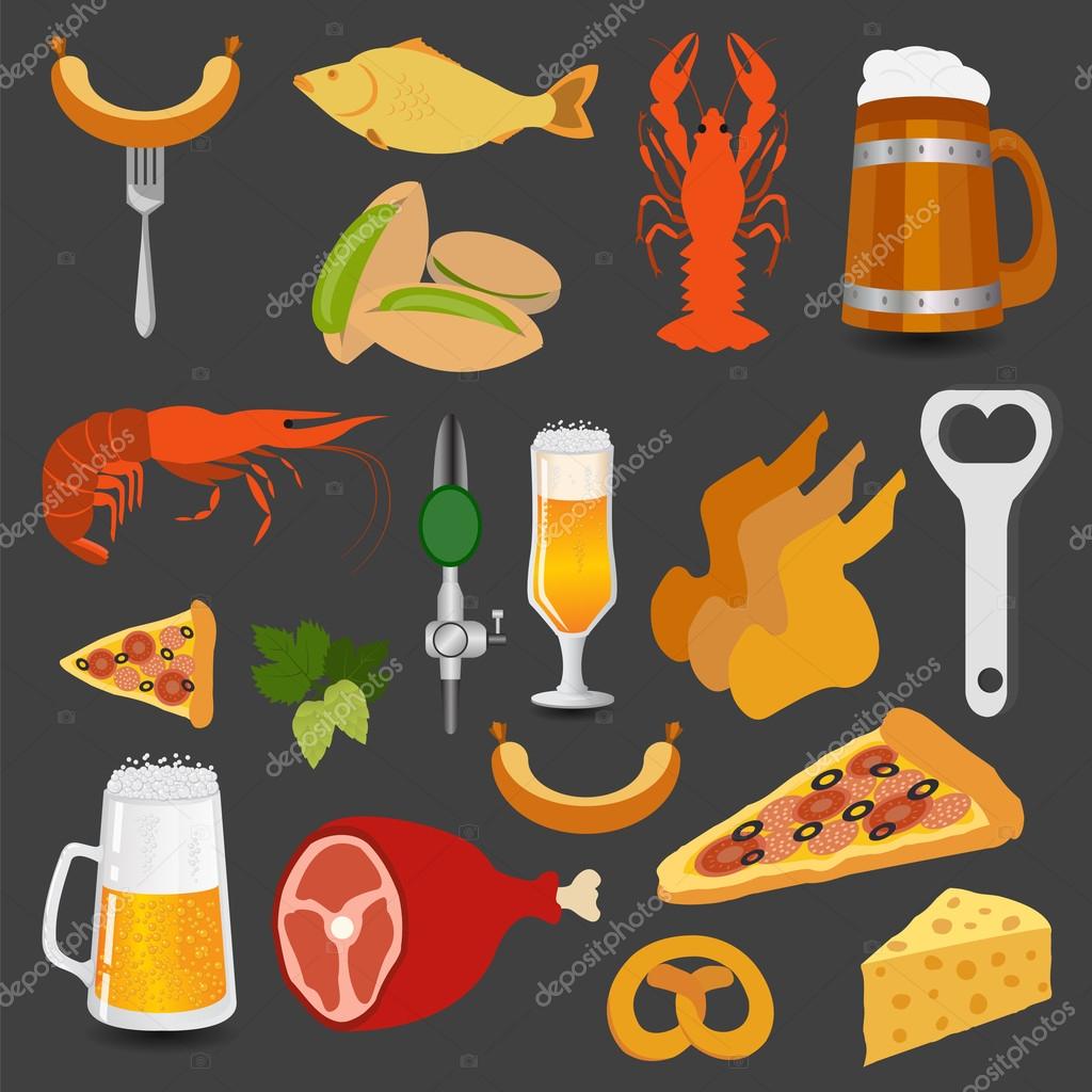 Beer snacks, set icons for creating your infographics Stock Vector ...