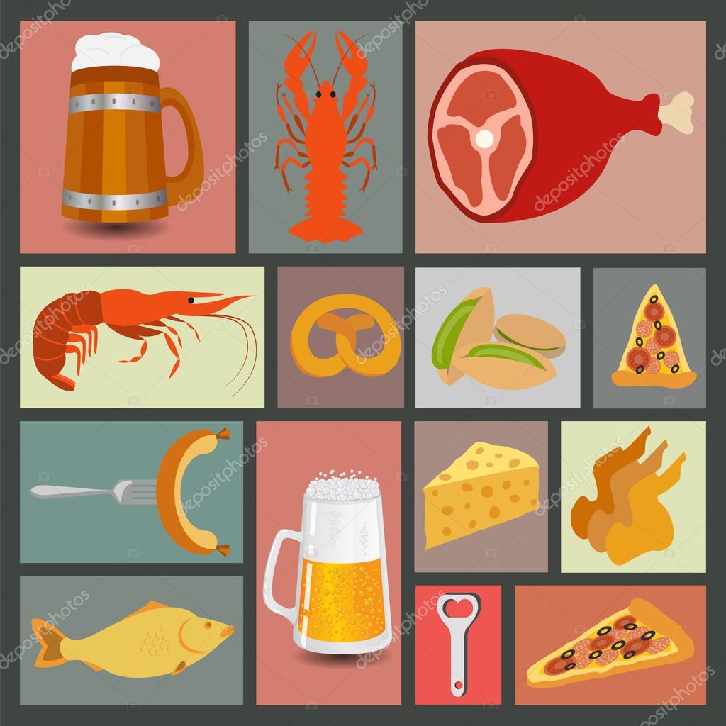 Beer snacks, set icons for creating your infographics Stock Vector by ...