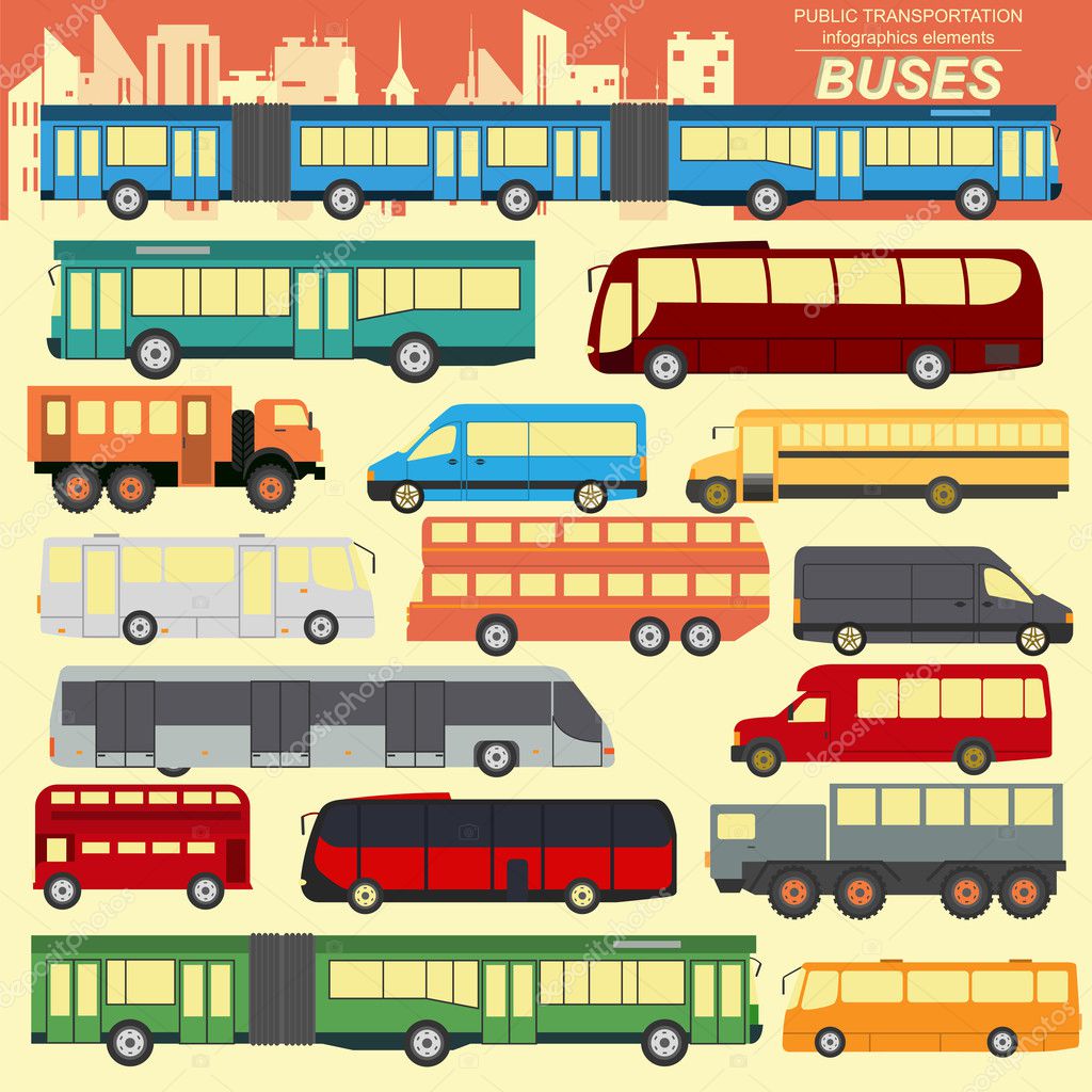 Public transportation, buses. Set elements infographics Stock Vector ...