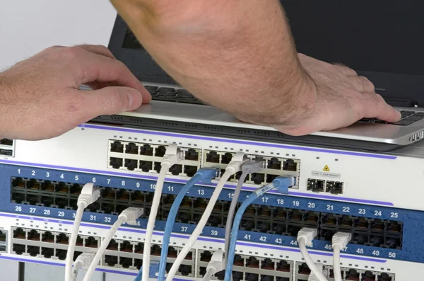 Server and wires during check-up - Stock Image - Everypixel