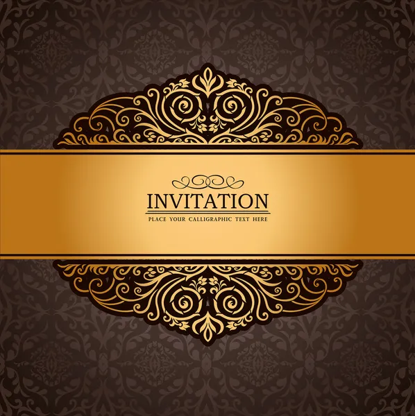 Abstract background with antique, vintage frame and banner, black ...