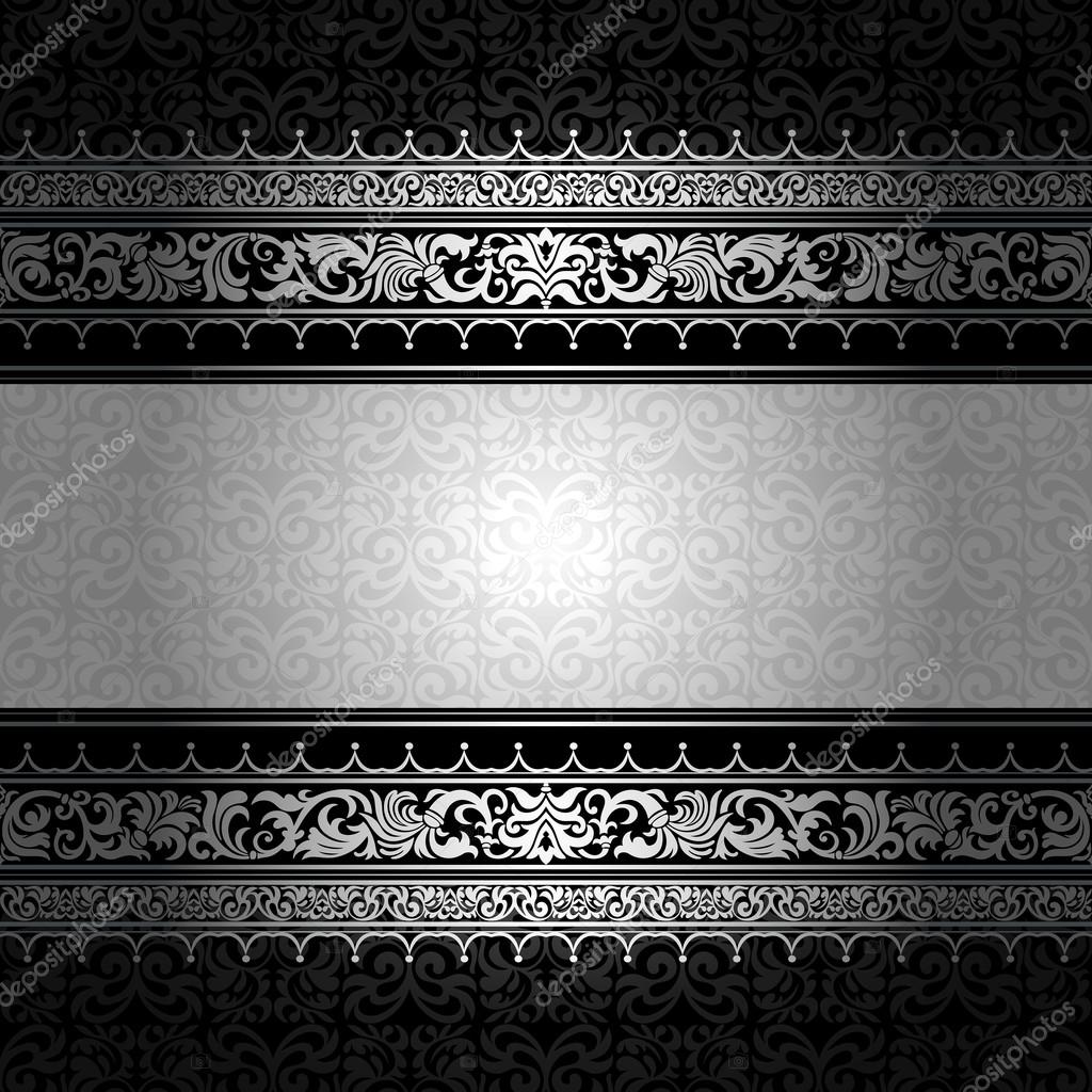 Vintage background, antique, victorian silver ornament, baroque style ...