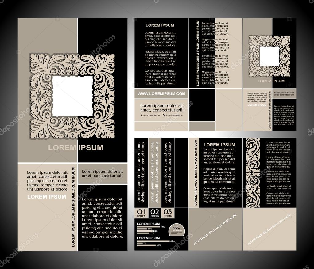 Vintage style brochure template design with modern art elements Stock ...