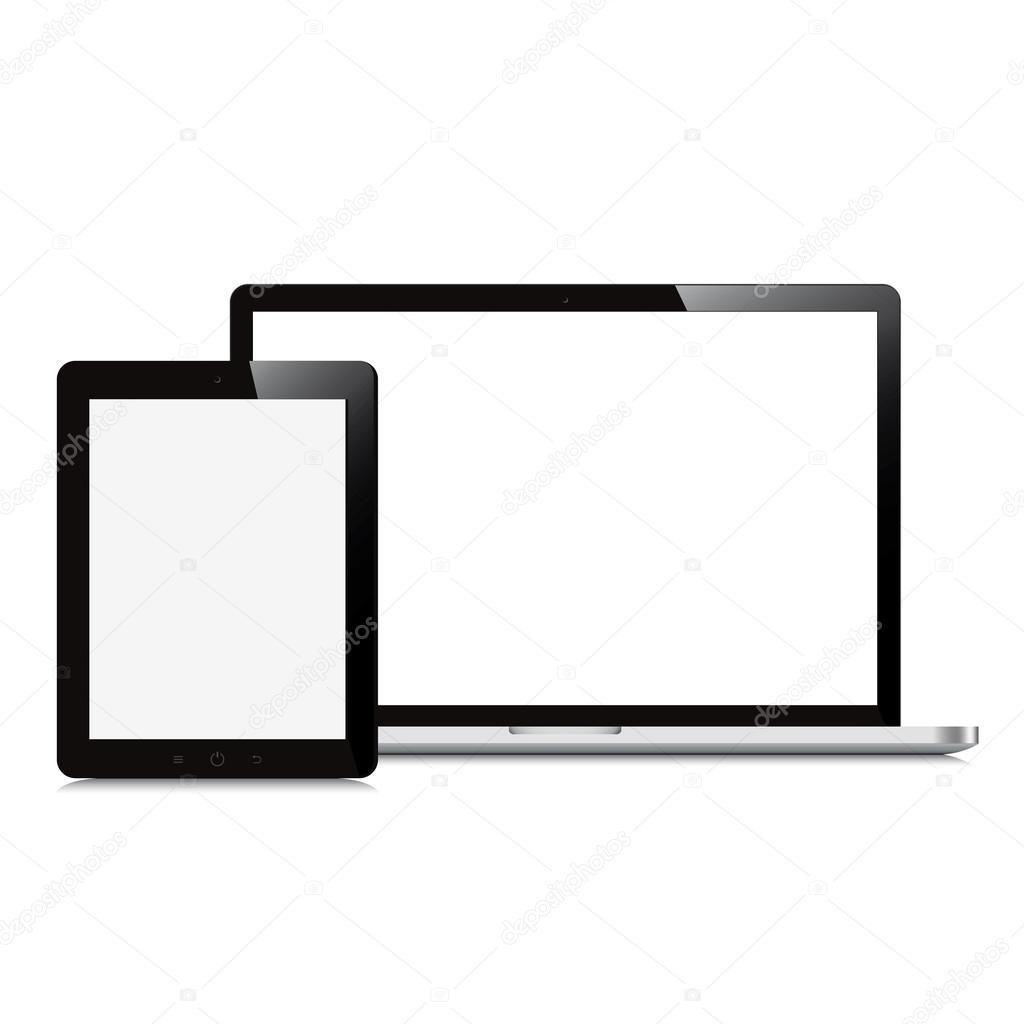 Laptop and tablet on white background Stock Vector Image by ©Graphicgum ...