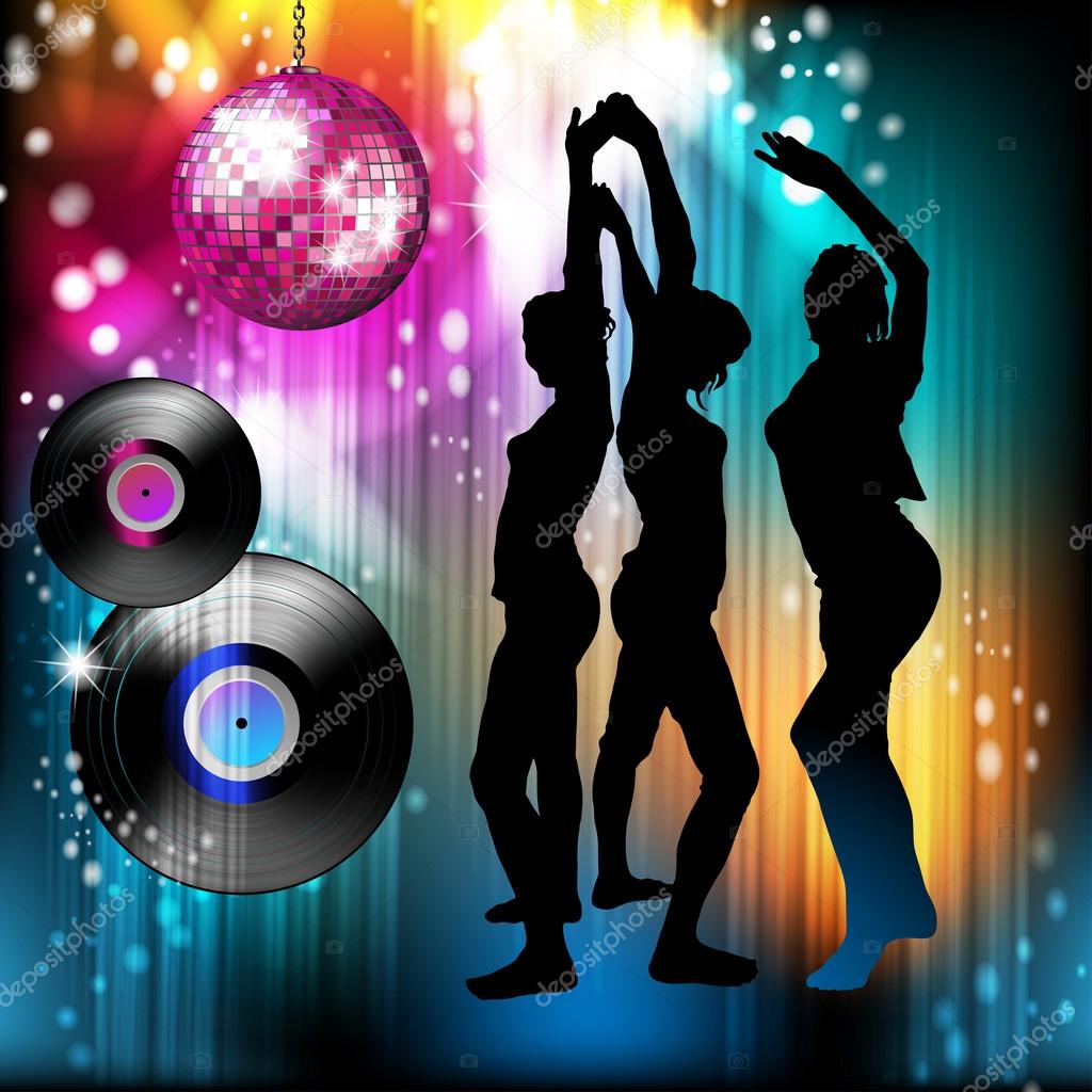 baile siluetas y luz del disco — Vector de stock © Merlinul #12752802