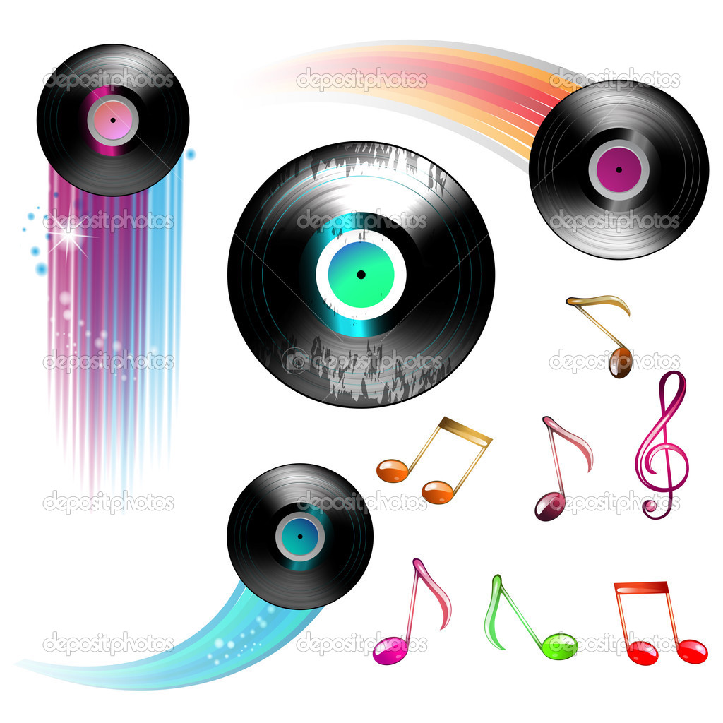Vinyl record and music notes Stock Vector Image by ©Merlinul #12752820