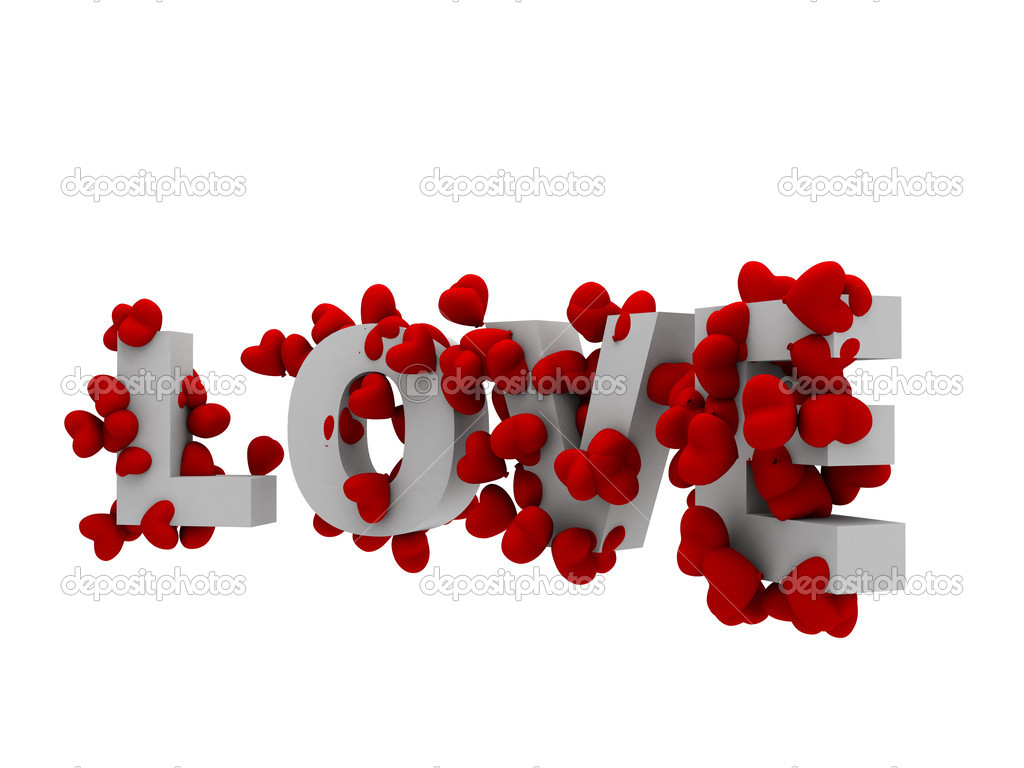 3d love text with heart — Stock Photo © motionkarma #30298267
