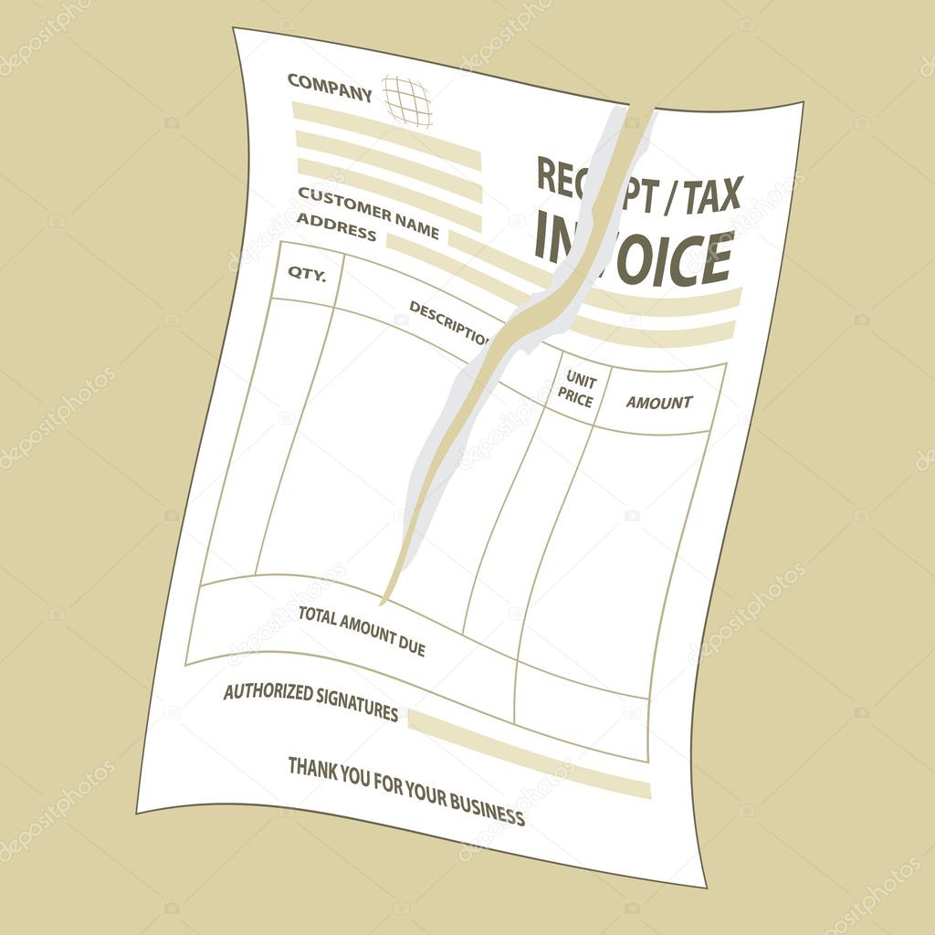 Torn tax invoice — Stock Vector © nongpimmy #31338023