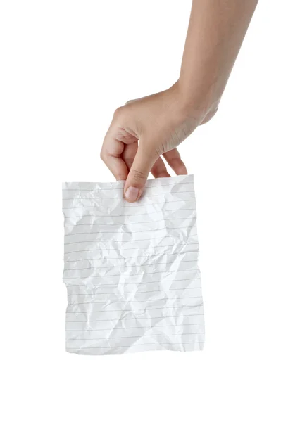 Hand holding blank crumpled message note — Stock Photo © PicsFive #13707961